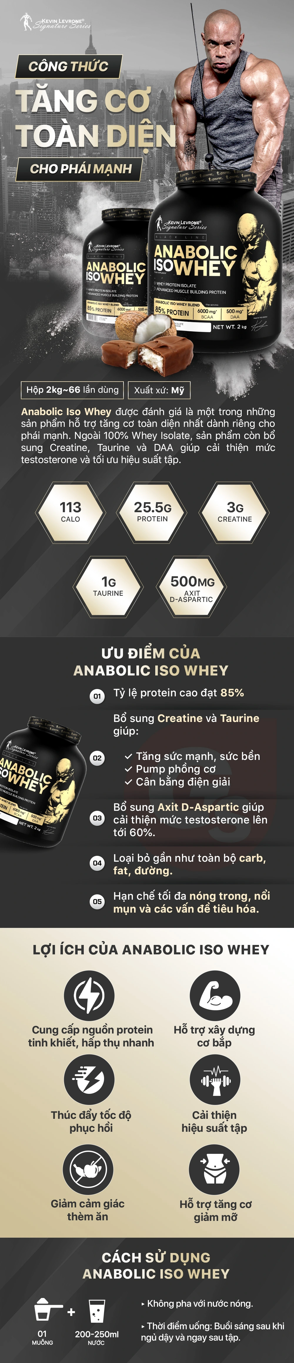 Kevin Levrone Anabolic Iso Whey 2Kg - Giá tốt nhất & Tặng bình