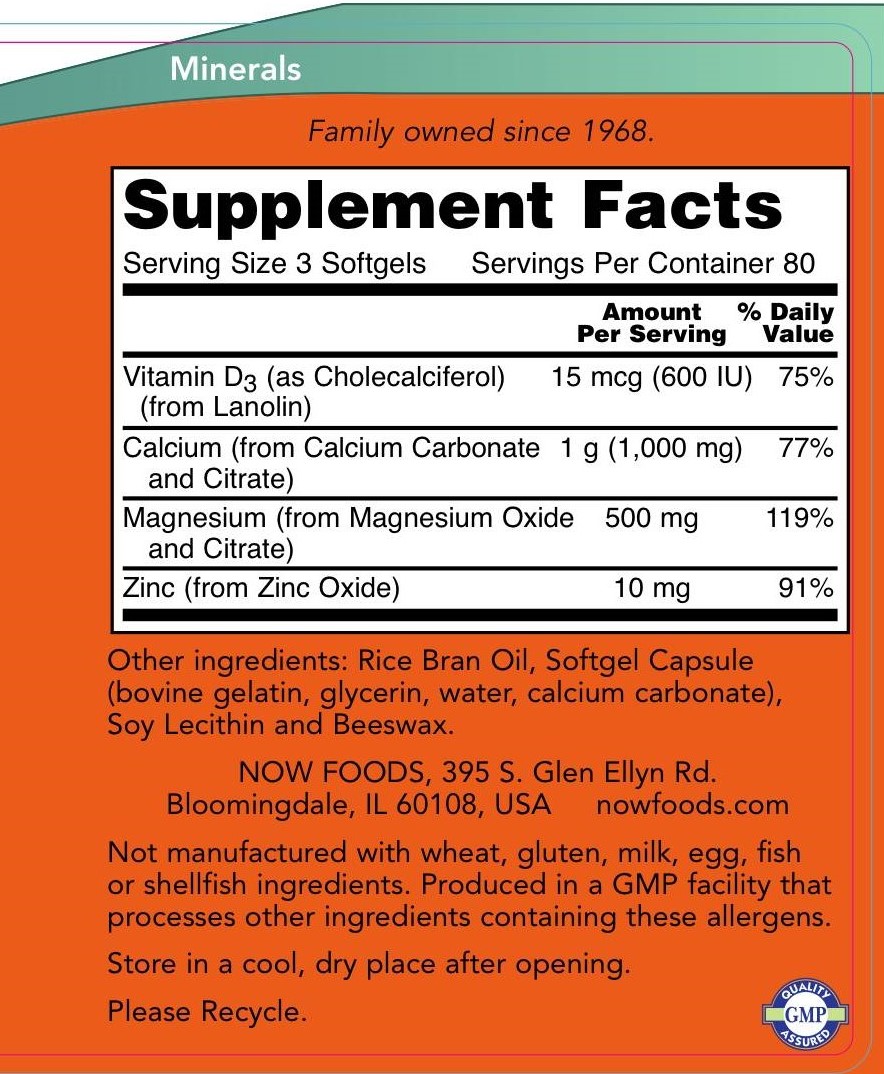 Calcium & Magnesium 120 Viên - Now Foods - Bổ Sung Canxi