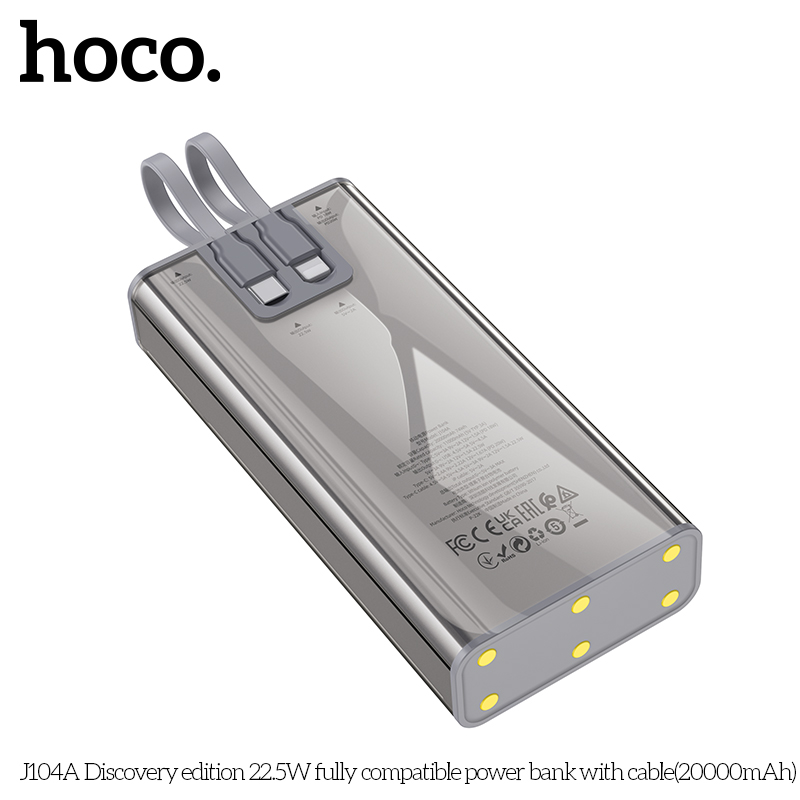 Pin dự phòng Hoco J104A 20000mAh QC3.0 22.5W, PD TypeC 20W, Kèm 2 cáp ...