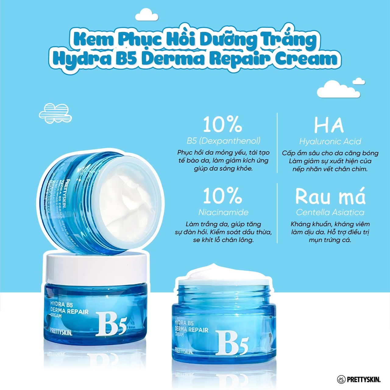 Kem dưỡng phục hồi Pretty Skin Hydra B5 Derma Repair Cream (52ml ...