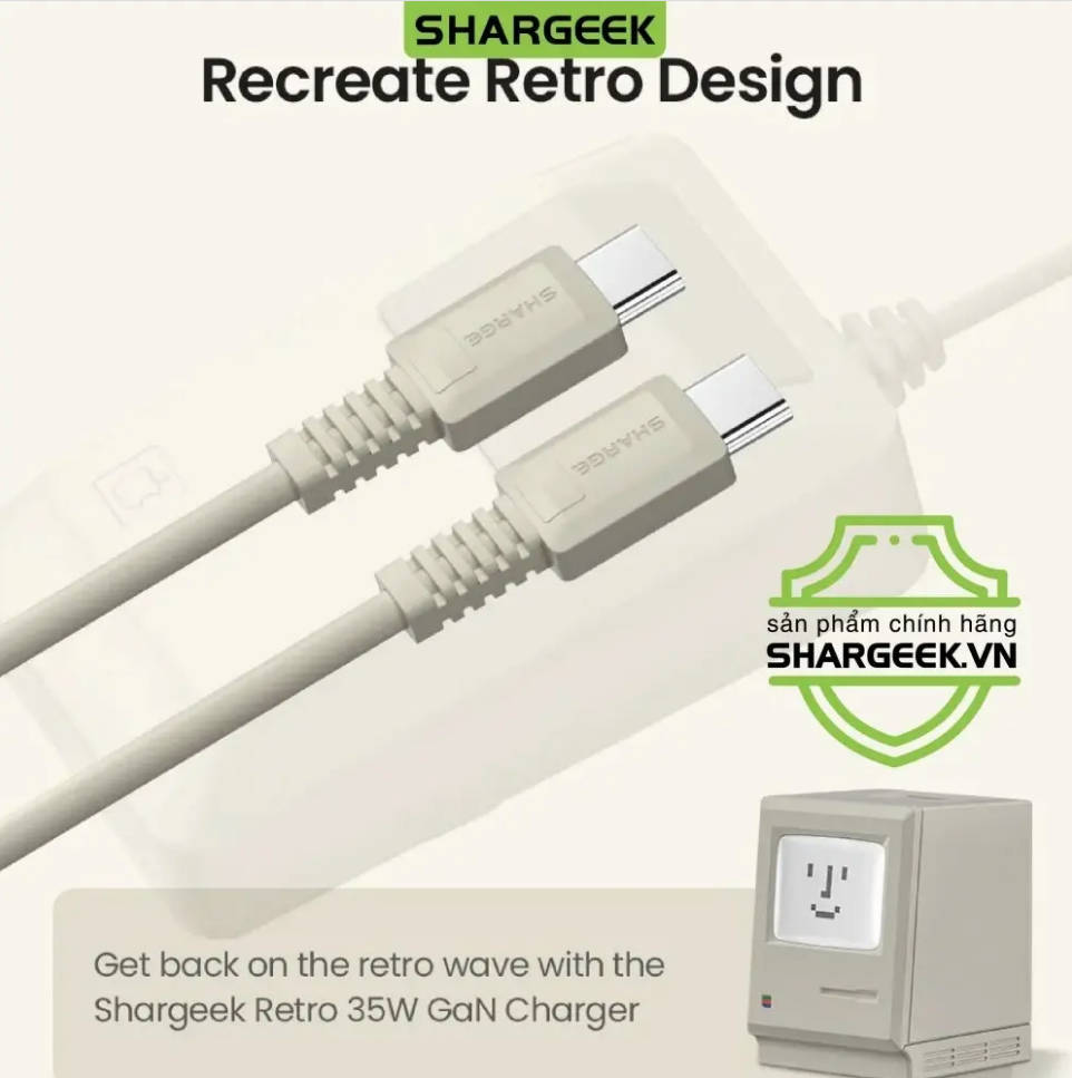 Cáp sạc Retro USB-C To USB-C 100W Chính hãng giá tốt