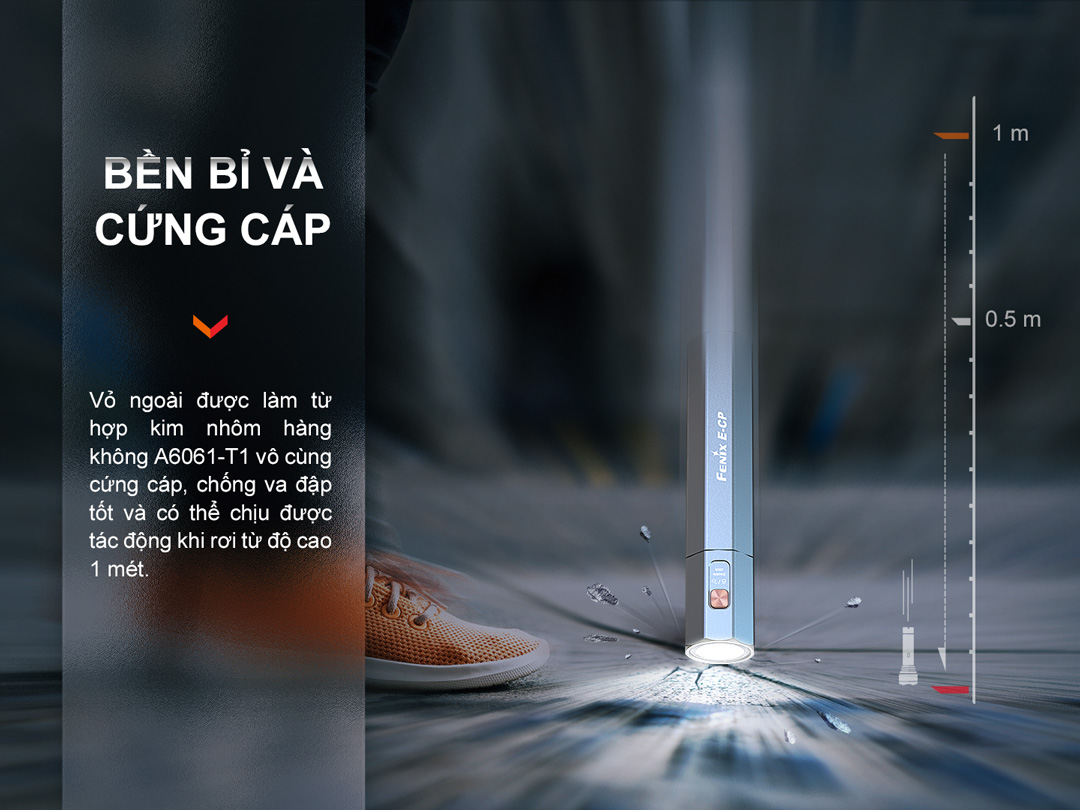Đèn pin FENIX E-CP sáng 1600lm chiếu xa 222m USB C powerbank