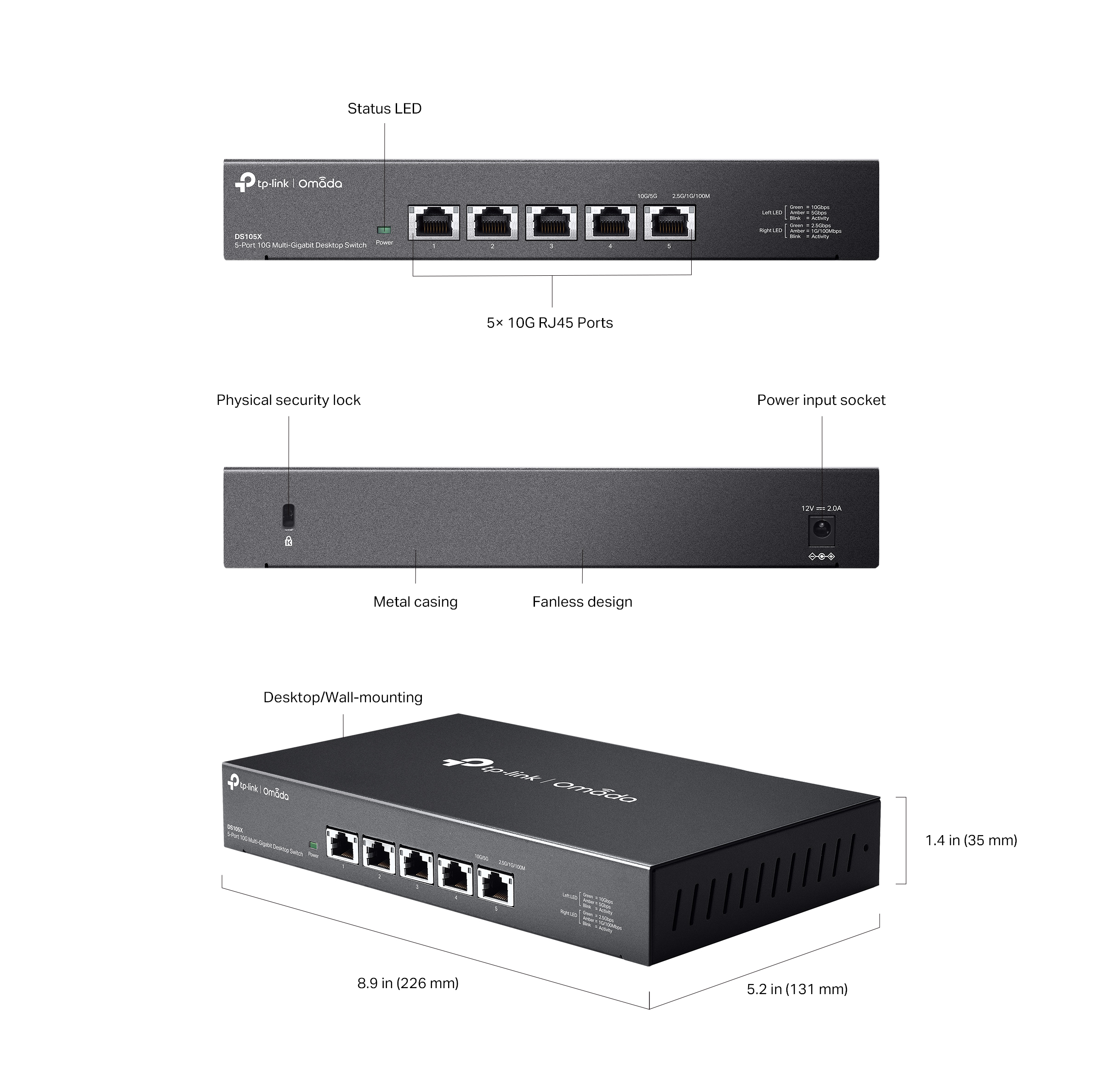 DS105X - Omada: Switch Desktop 5 Cổng 10G