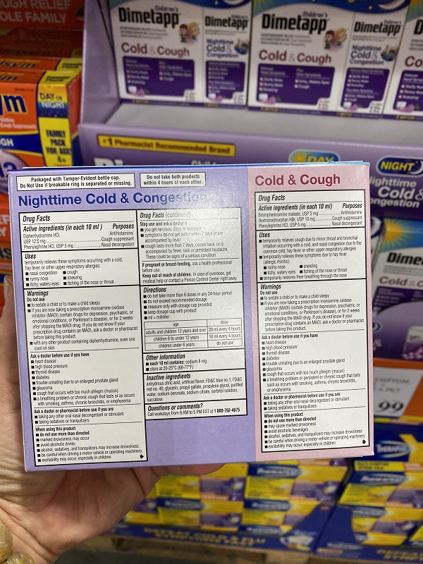 Siro giảm cảm cúm, ho cho trẻ em Dimetapp Children’s Cold & Cough Day ...