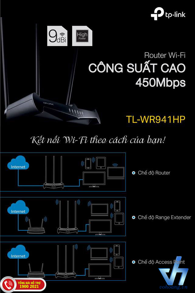 TP-LINK 941HP công suất cao - 3 anten 9dBi - Tốc độ Wifi Cat.9 450Mbps ...