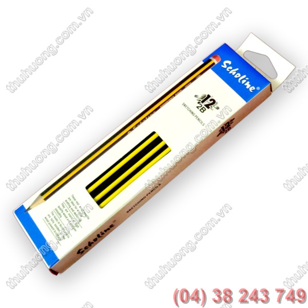 Bút chì 2B - SCHOLINE 1928 (sọc vàng, 3 cạnh, Comfort Grip)
