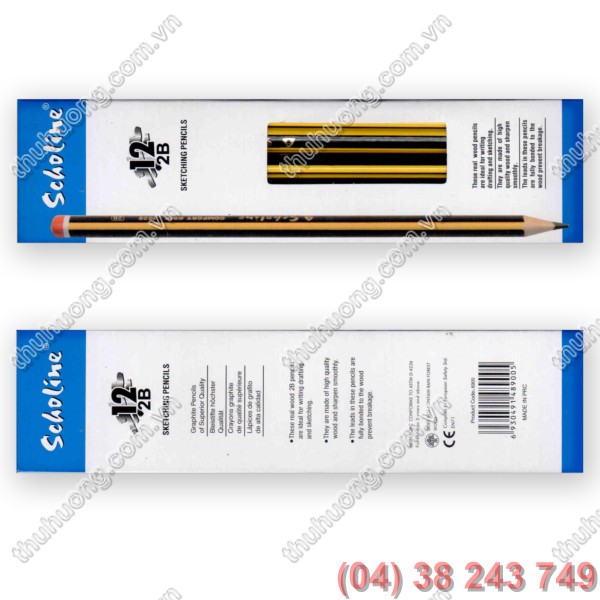 Bút chì 2B - SCHOLINE 1928 (sọc vàng, 3 cạnh, Comfort Grip)