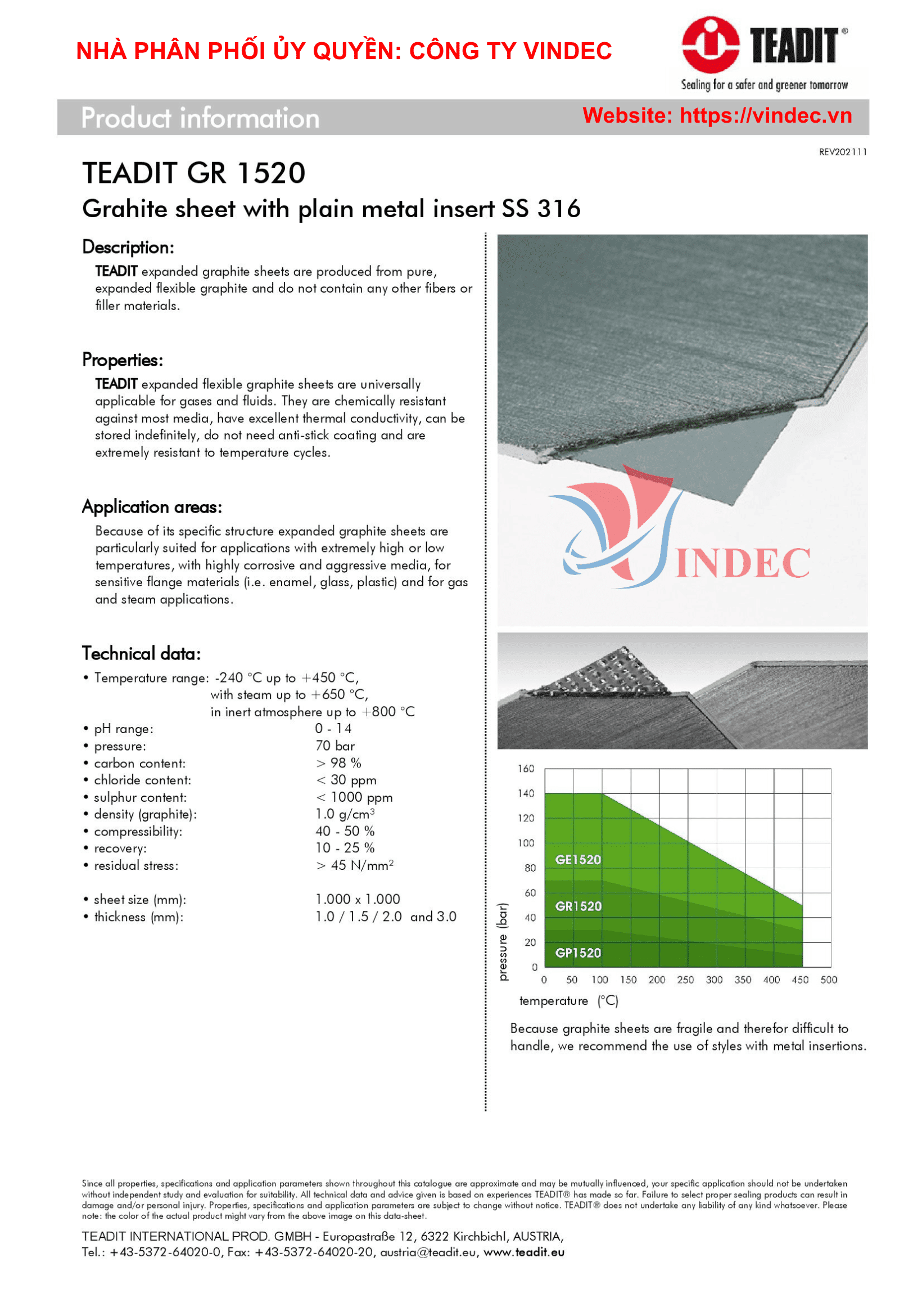 TEADIT GR1520 | Tấm Gioăng Chì GR-1520 TEADIT