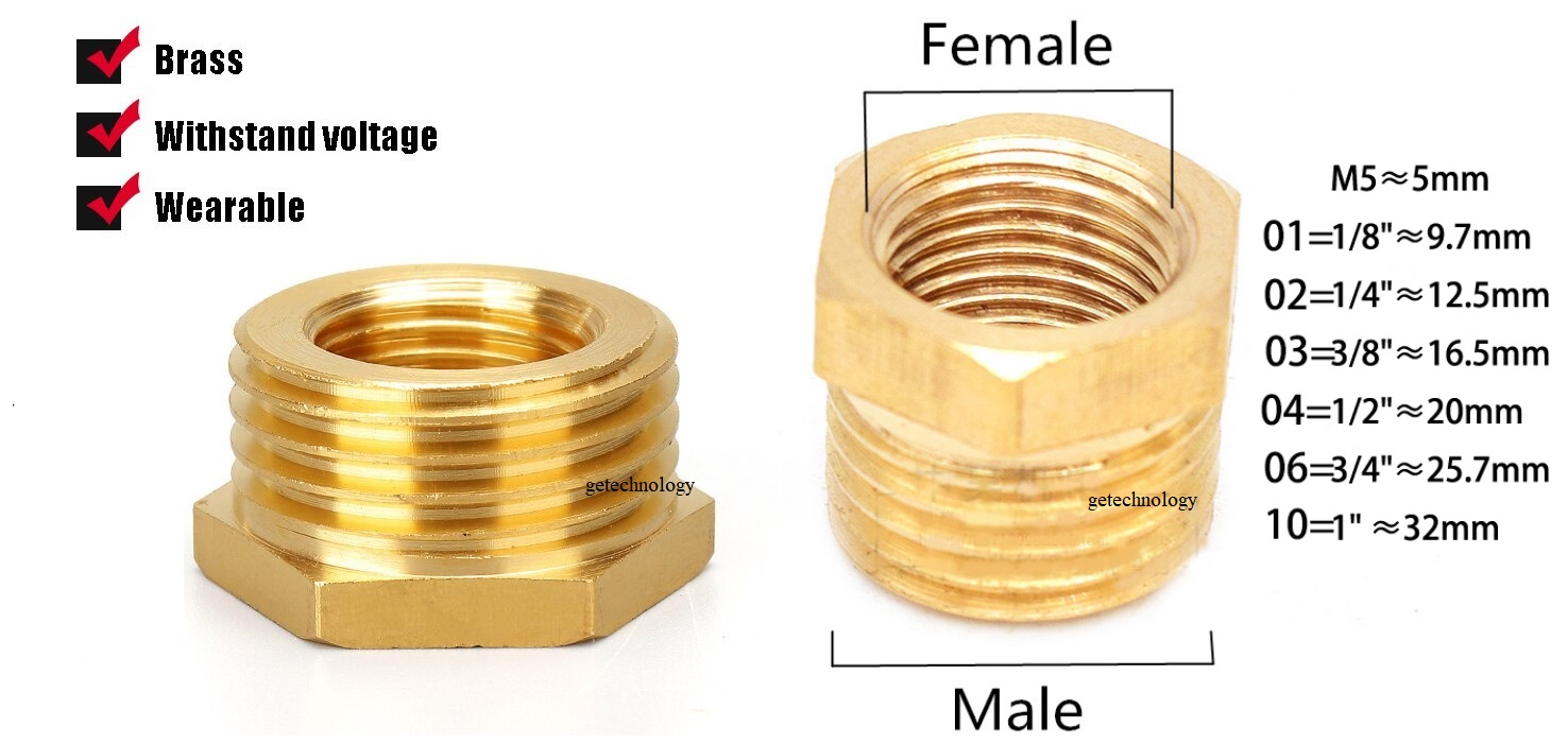 Lơ thu đồng chuyển ren trong ren ngoài, cà rá ngược, khớp nối ren đồng ...