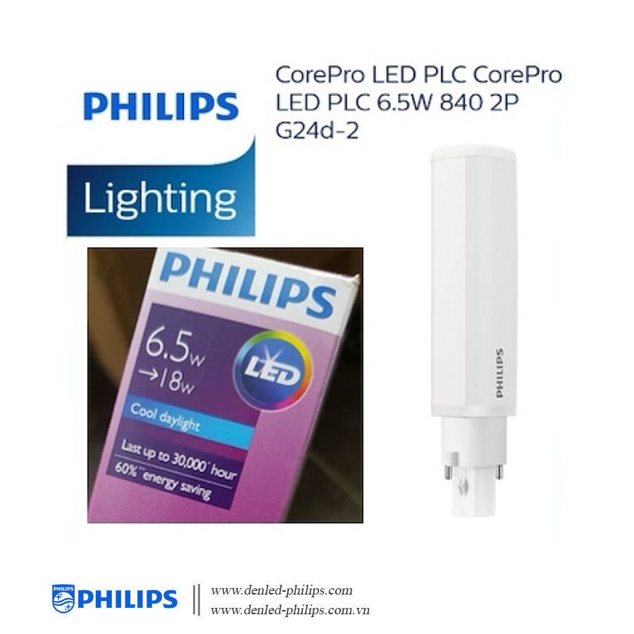 Bóng LED PLC 2 pin 6.5W G24d-2 Philips