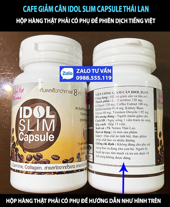 CAFE GIẢM CÂN IDOL SLIM DẠNG GÓI PHA VÀ VIÊN UỐNG CỦA THÁI LAN