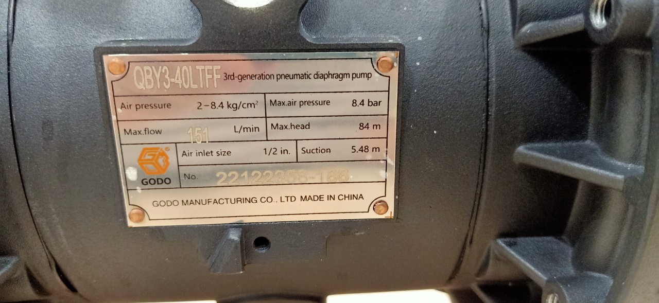 Bơm hóa chất Godo Model QBY3-40LTFF nhôm 1.5 inch 151 lít/phút