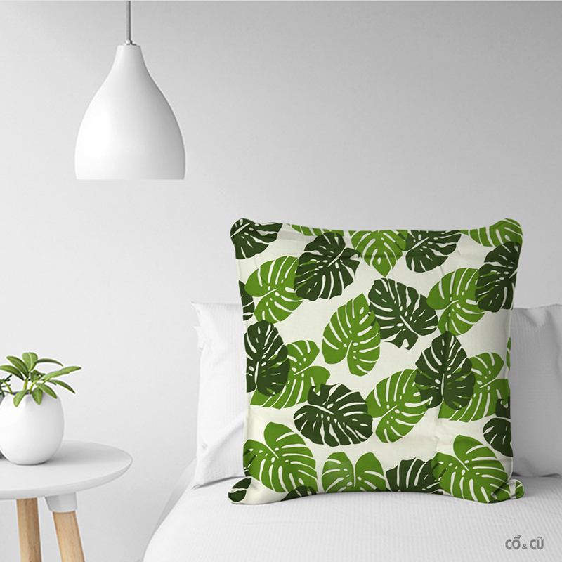 Vỏ Gối Vải Canvas Tropical Leaves Cổ & Cũ Gift