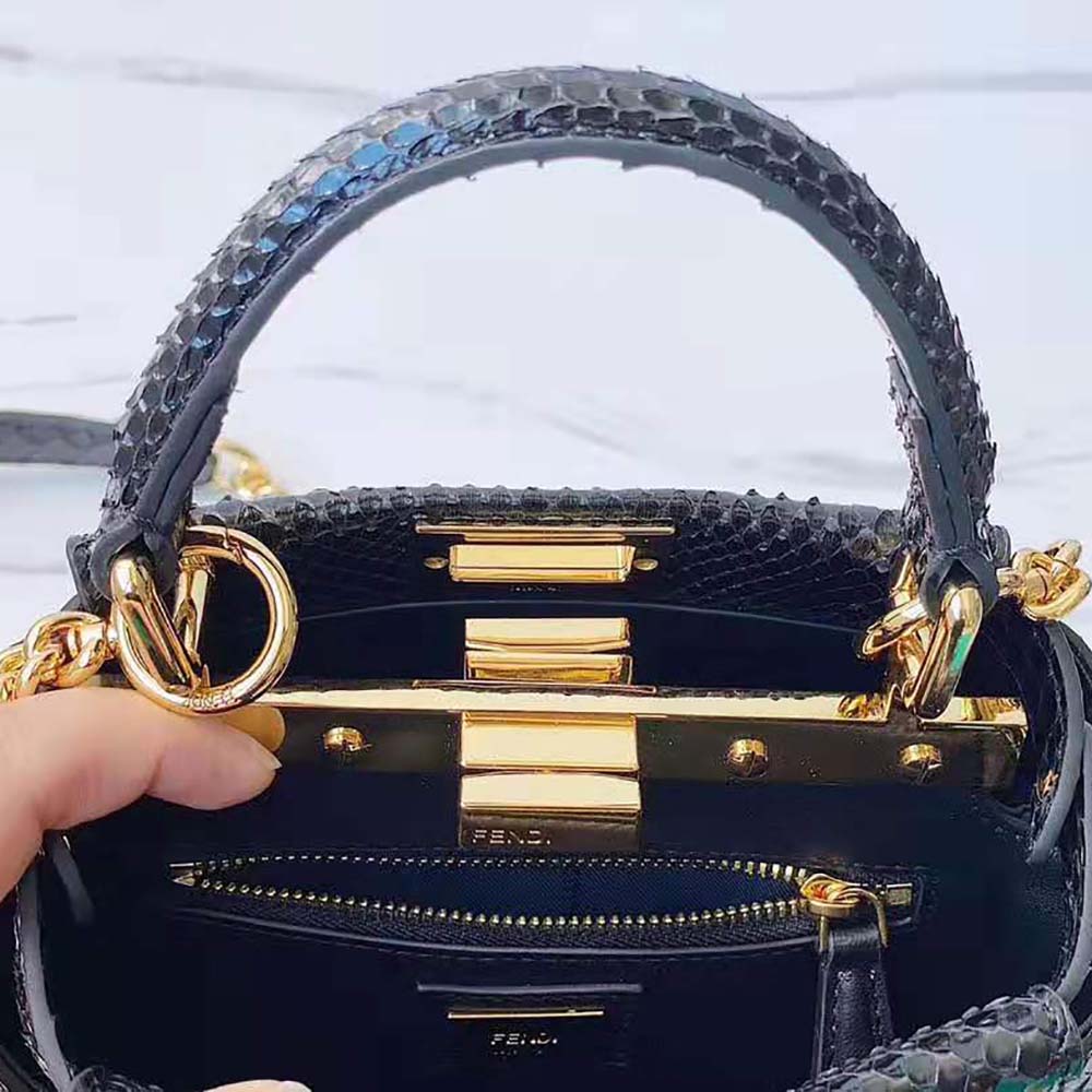 TÚI Fendi Women Peekaboo Iconic Mini Black Python Bag