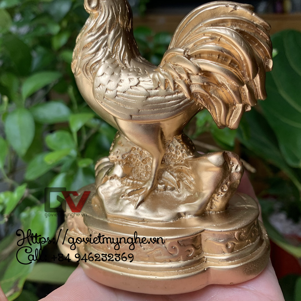 Tượng đá con gà trống trang trí phong thủy để bàn làm việc - Cao 12cm