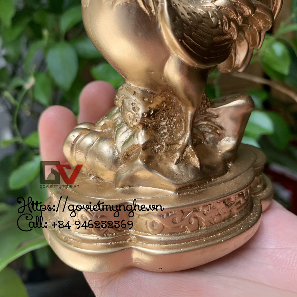 Tượng đá con gà trống trang trí phong thủy để bàn làm việc - Cao 12cm