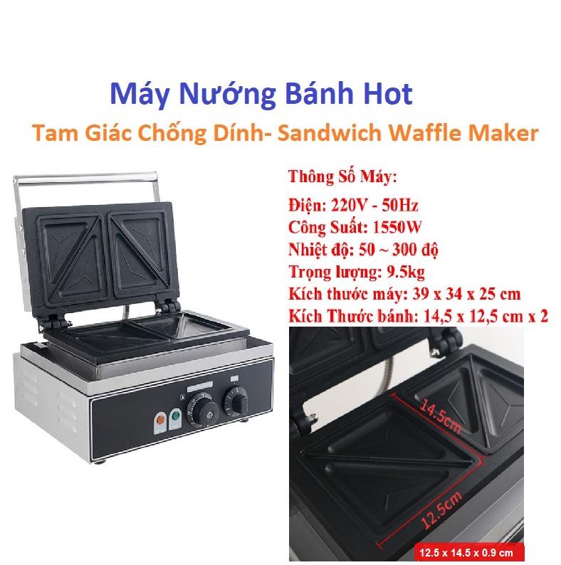 Máy Làm Bánh 4 Hình Tam Giác Hot Dog GLS113 sandwich Maker Machine Điện ...