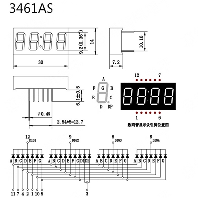 4 LED 0.36 inch 3461AS