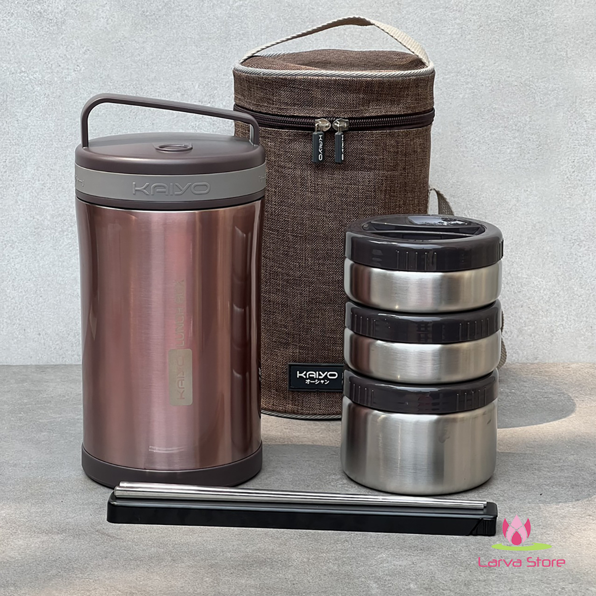 Hộp Cơm Giữ Nhiệt Kaiyo 1.7 Lít Inox 304 kèm túi và đũa