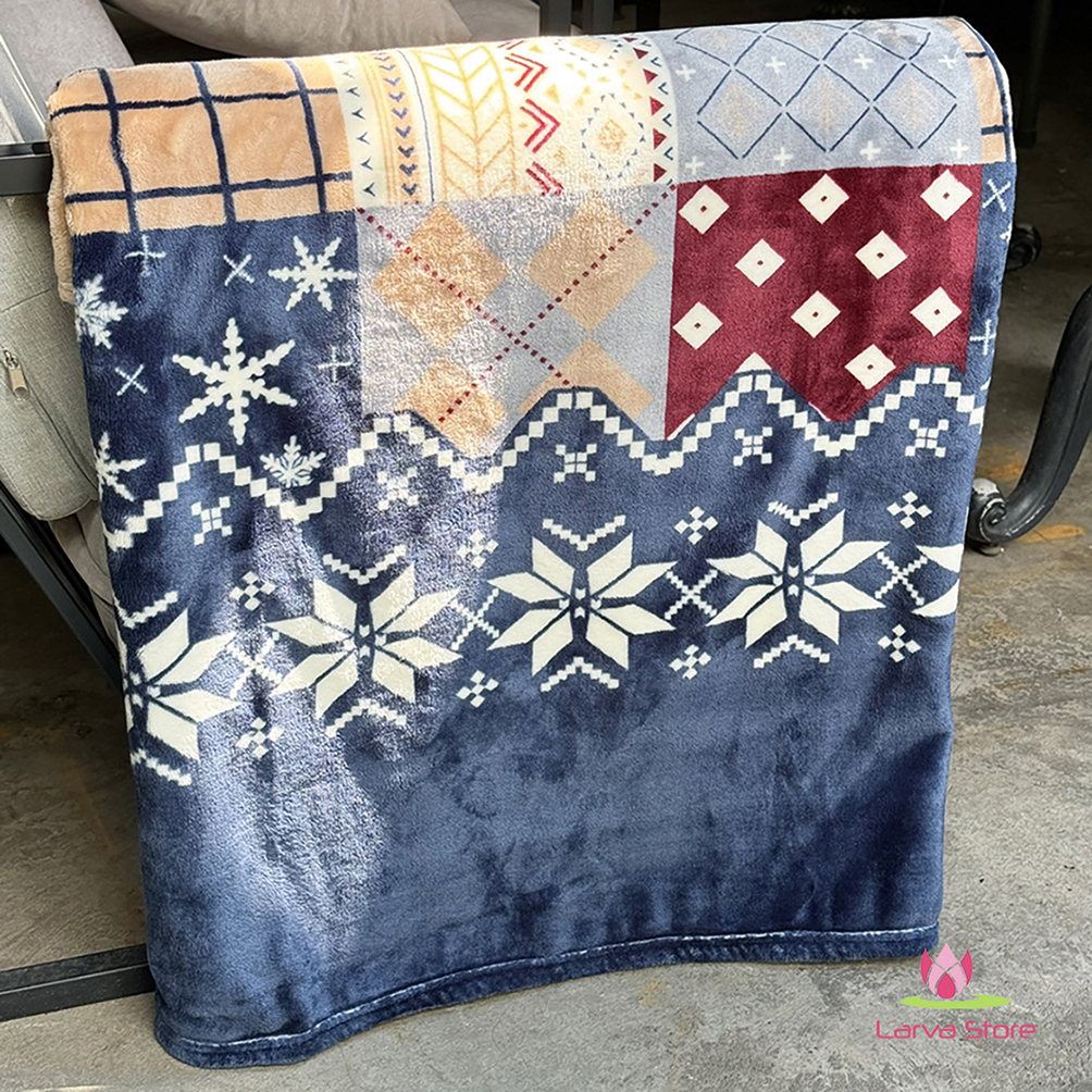 Chăn lông tuyết KAIYO 2m x 2.3m mền mịn họa tiết đặc sắc tinh tế