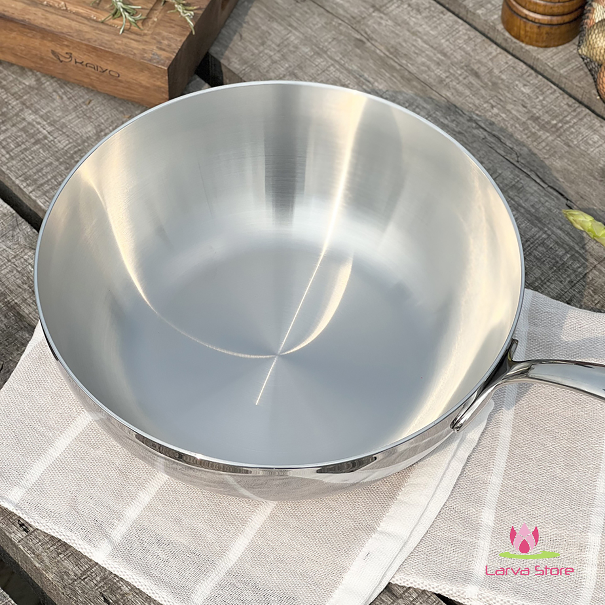 Chảo Đúc Inox 3 lớp Chống Dính Tự Thân Đáy Liền Sâu Lòng KAIYO TRI PLY ...