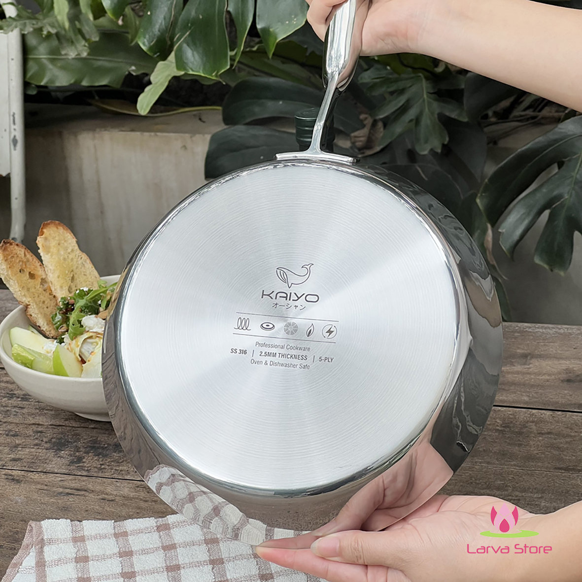 Chảo inox 316 Liền Khối 5 lớp 5-Ply Premium Kaiyo Chống Dính Tự Thân ...