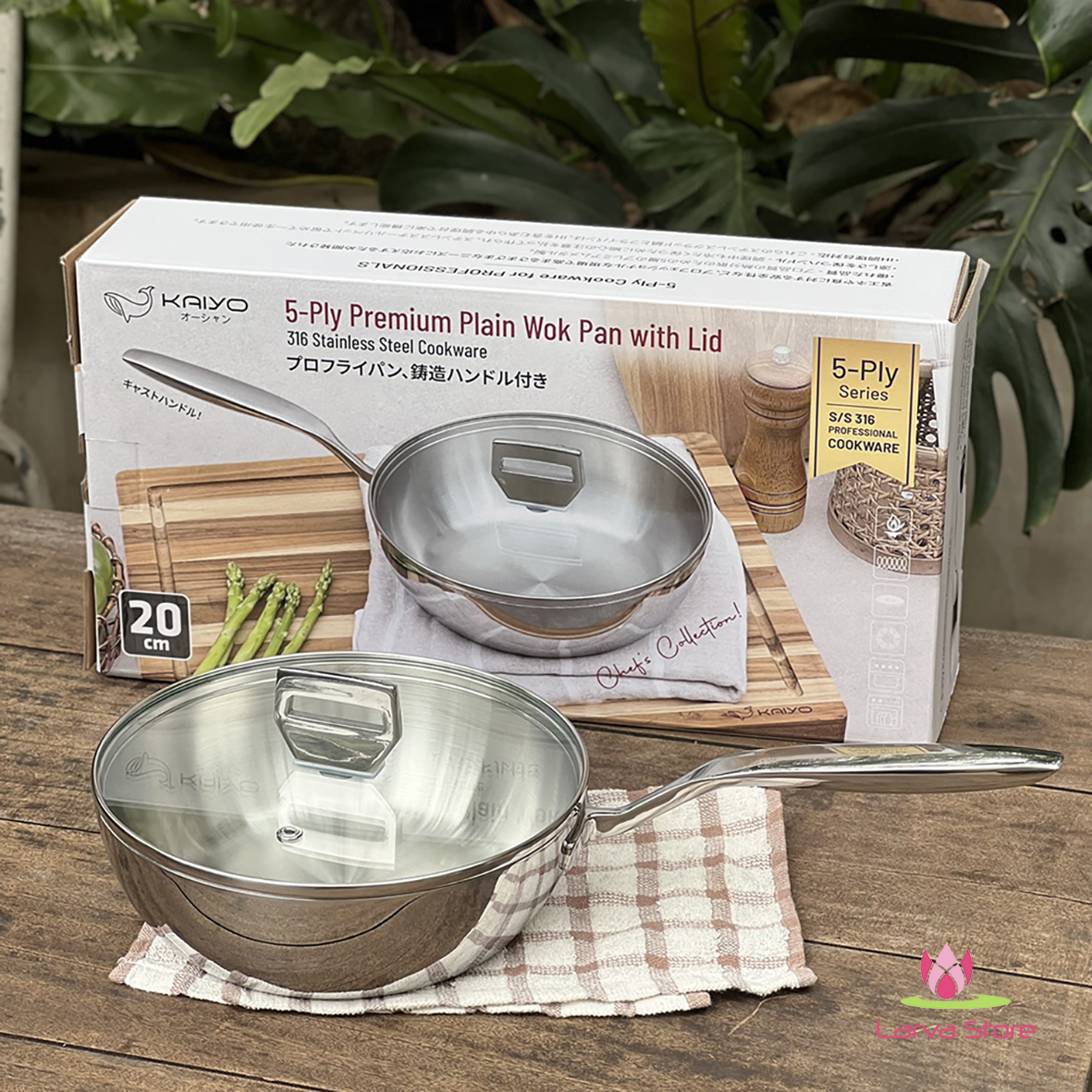 Chảo inox 316 Liền Khối 5 lớp 5-Ply Premium Kaiyo Chống Dính Tự Thân ...