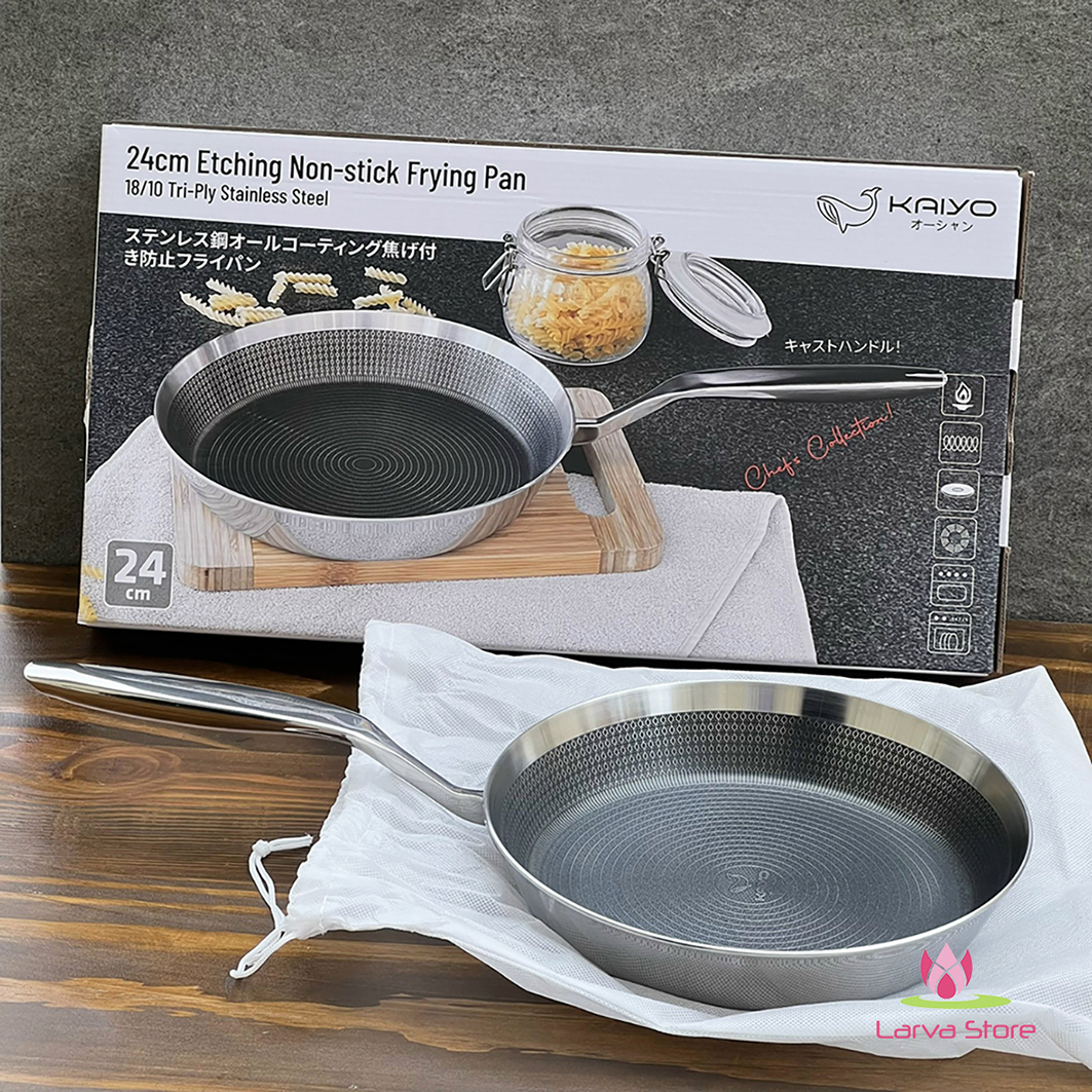 Chảo đúc inox chống dính hoa văn nổi 3 lớp đáy liền Tri-Ply Kaiyo (Chảo ...