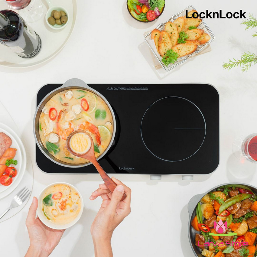 Bếp điện từ đôi LocknLock EJI326WHT - Bảo hành 24 tháng
