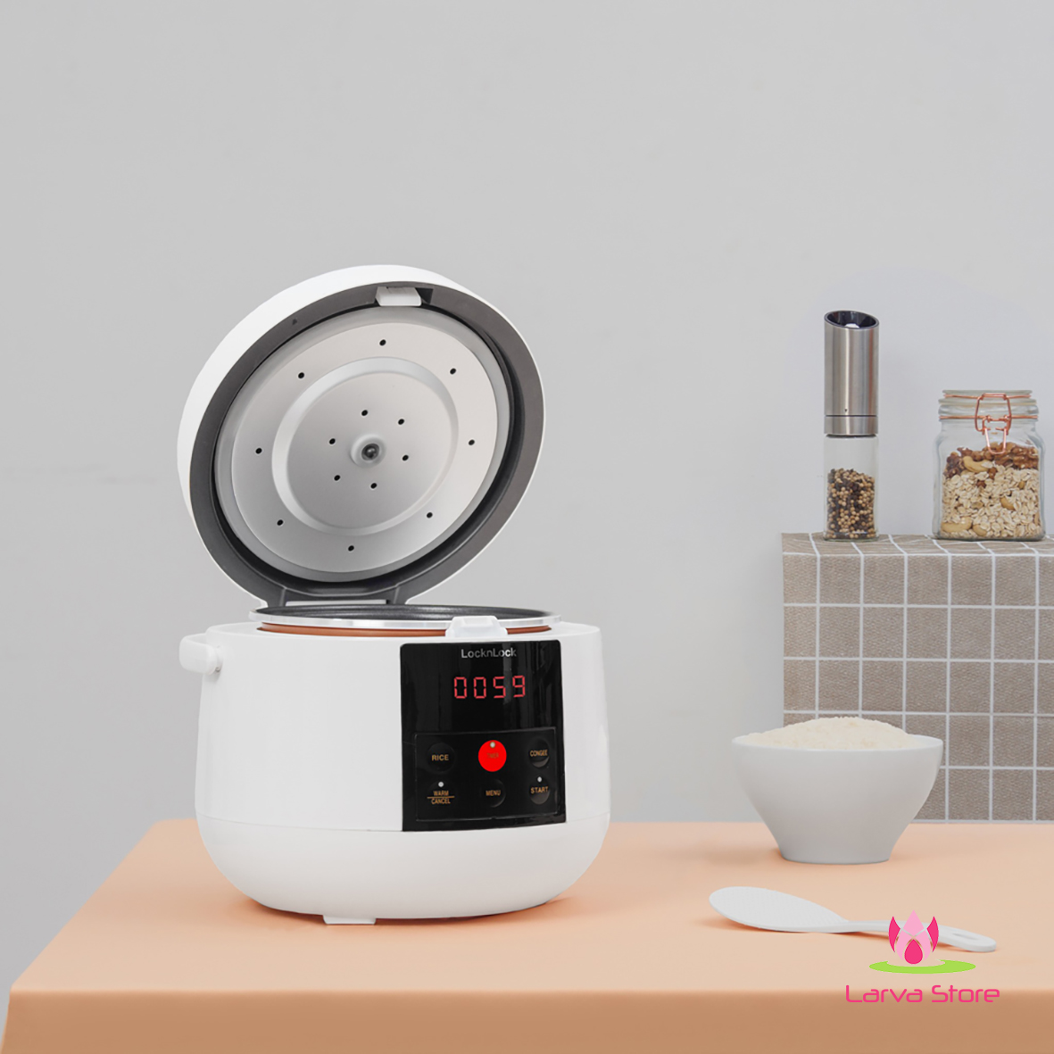 Nồi Cơm Điện LocknLock Digital Rice Cooker EJR313WHT 1.0 Lít 350W