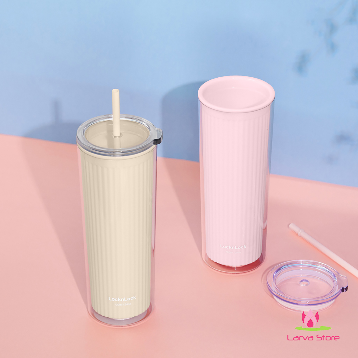 Ly Nhựa 2 lớp LocknLock Cold Cup HAP524 600ml | HAP528 720ml