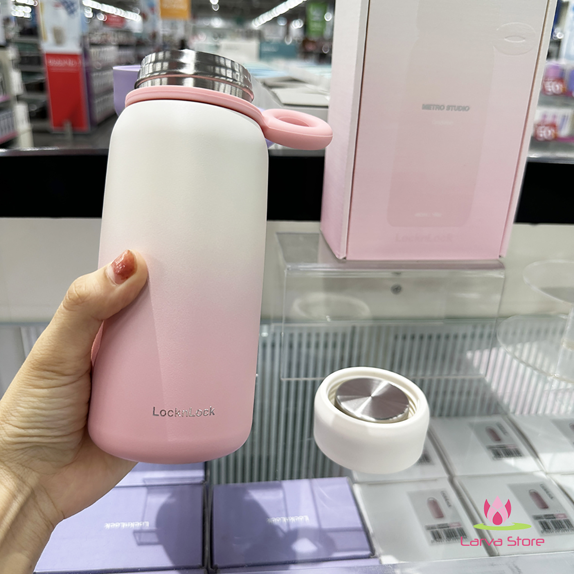 Bình Giữ Nhiệt LocknLock Metro Studio Sunshine Pink inox 304 480ml LHC4362PIK