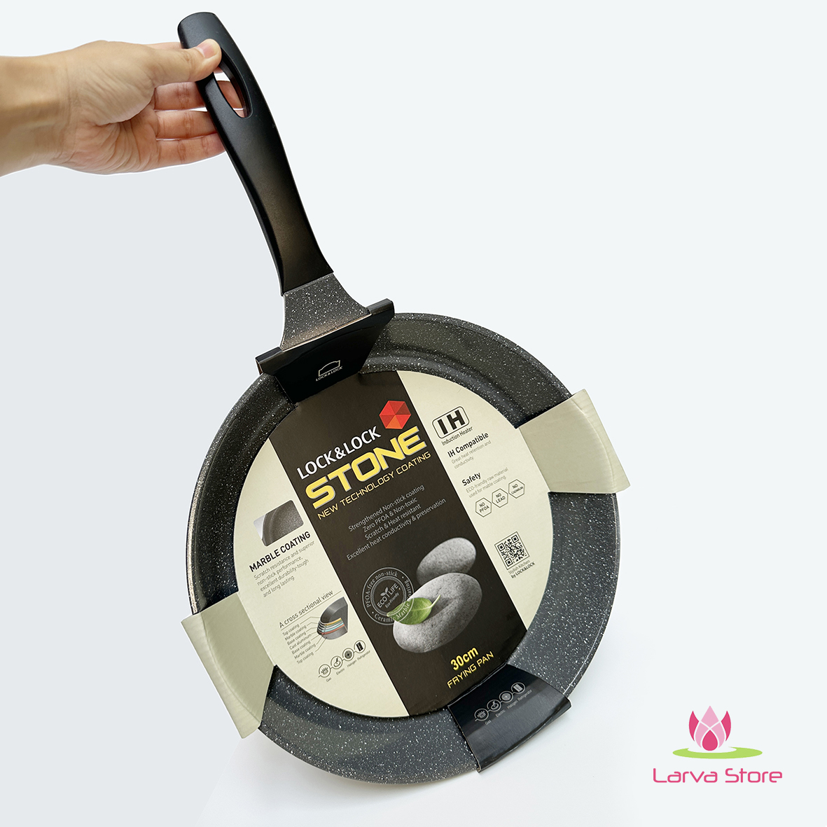 Chảo Vân Đá Chống Dính Đáy Từ LocknLock Stone 30cm LCA6303D