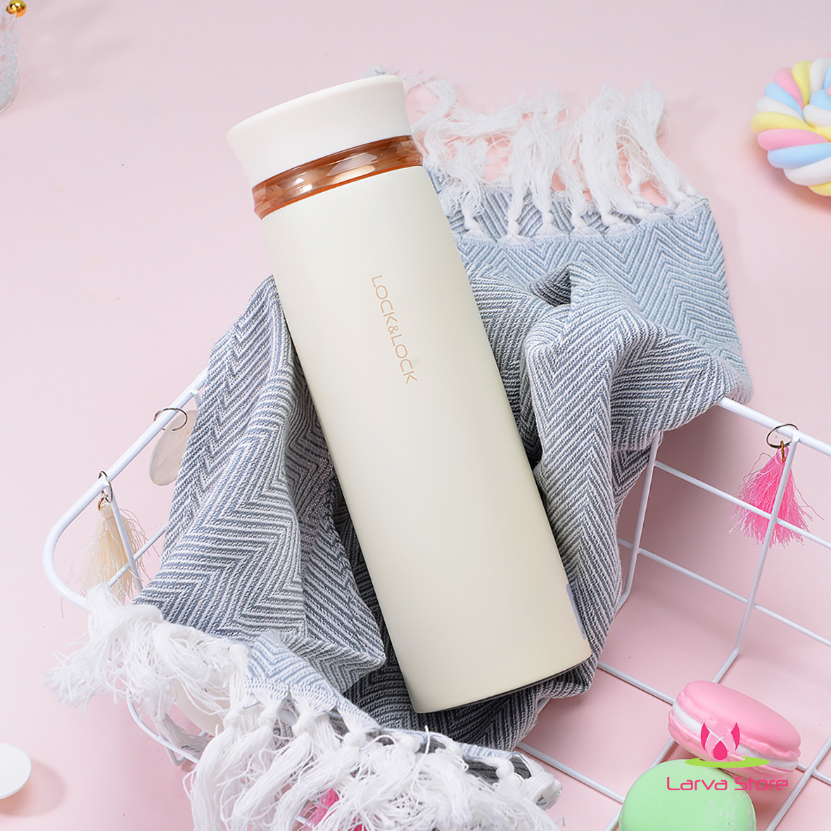 Bình Giữ Nhiệt Lock&Lock Feather Light LHC4131 450ml Màu Ngà