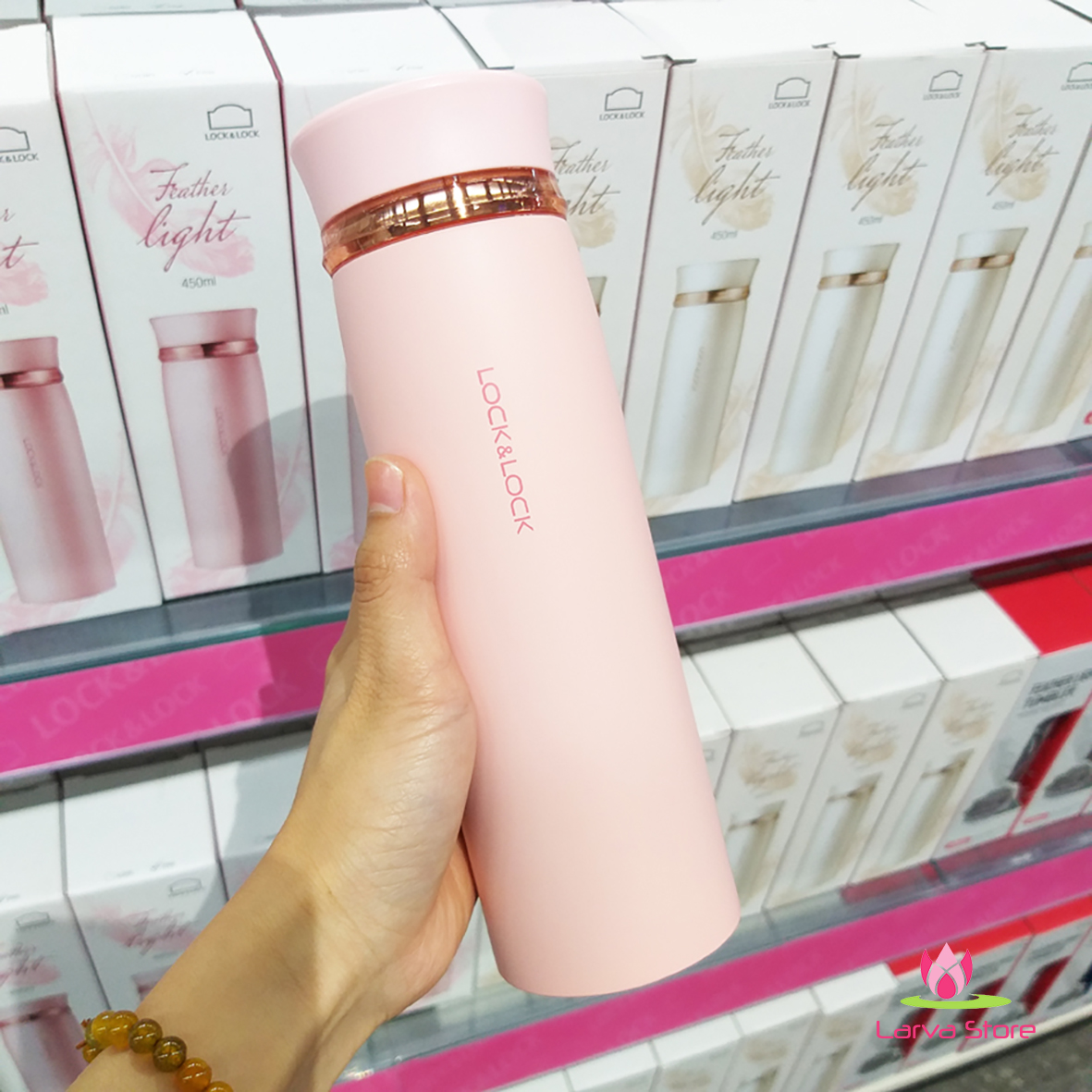 Bình Giữ Nhiệt Lock&Lock Feather Light LHC4131 450ml Màu Hồng