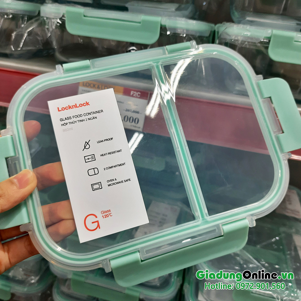 Hộp Thủy Tinh Chia 2 ngăn, 3 Ngăn Lock&Lock LLG458 1040ml; LLG457 860ml