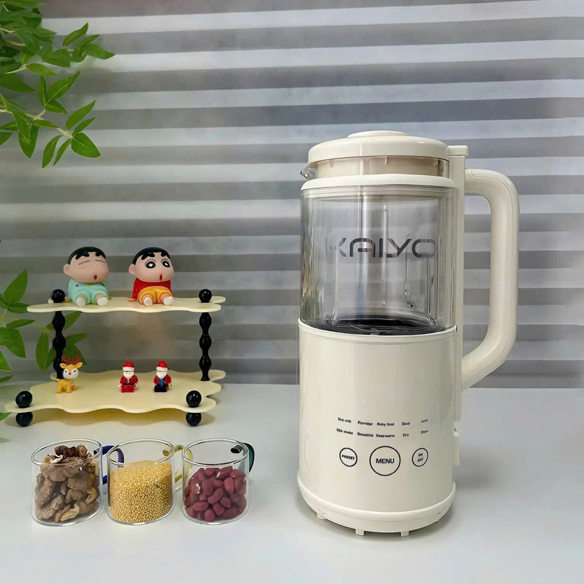 Máy làm sữa hạt Kaiyo xay sánh mịn lưỡi dao và đáy phủ Titan chống dính cặn khê đáy 1 lít