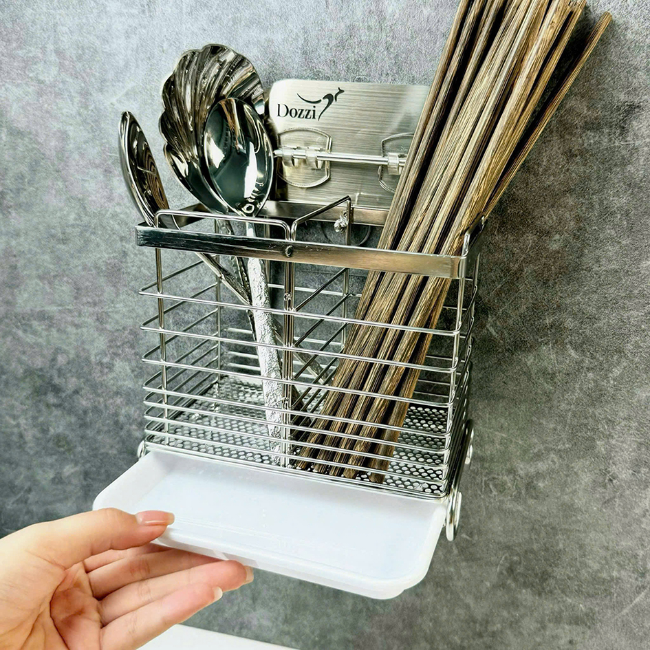 Ống đũa đôi Dozzi inox 304 chống hoen gỉ DZM112 kèm miếng dán tường