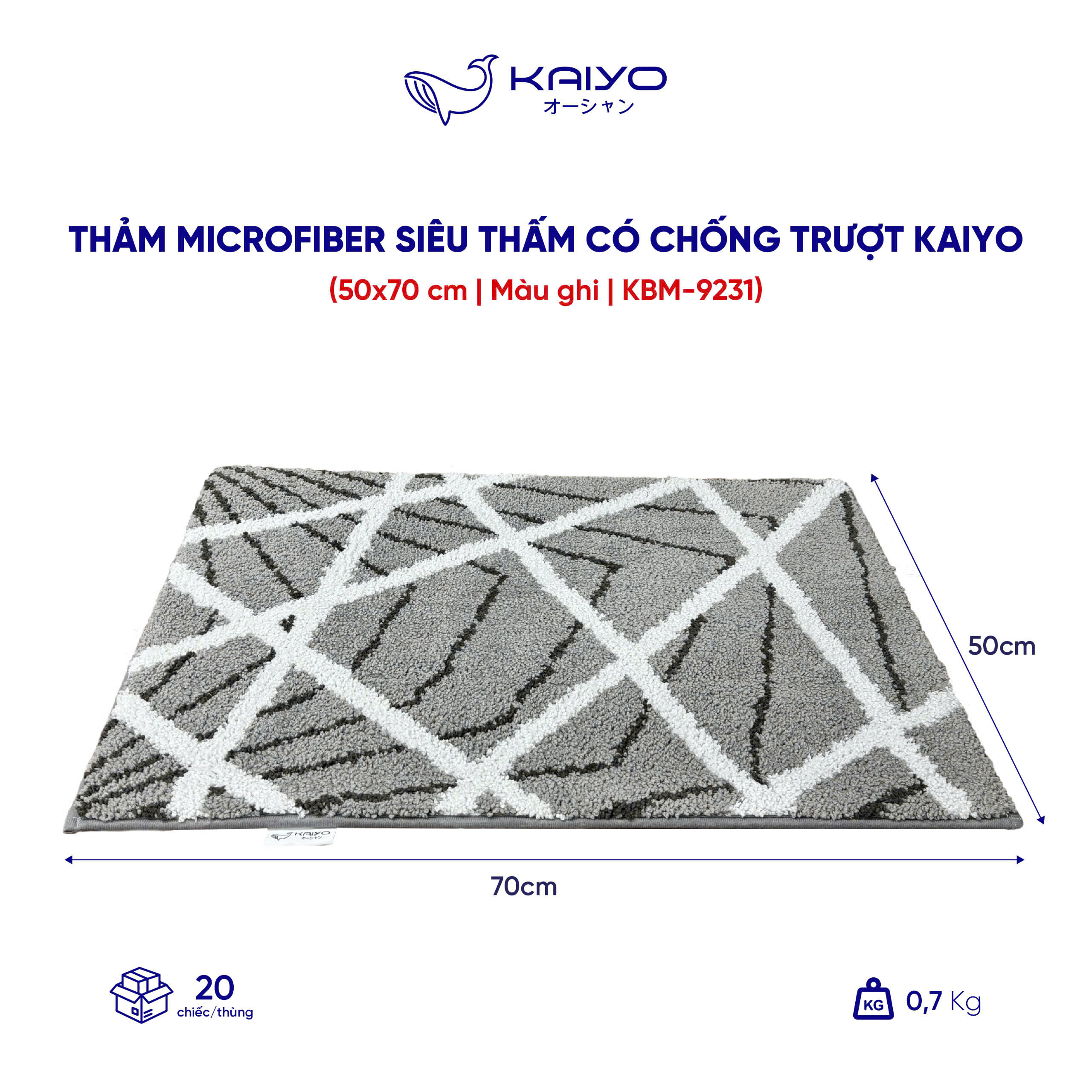 Thảm KAIYO microfiber siêu thấm và siêu bền dùng phòng khách, phòng ngủ ...
