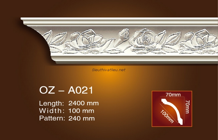 Phào cổ trần PU Prime OZ-A021 trắng hoa văn