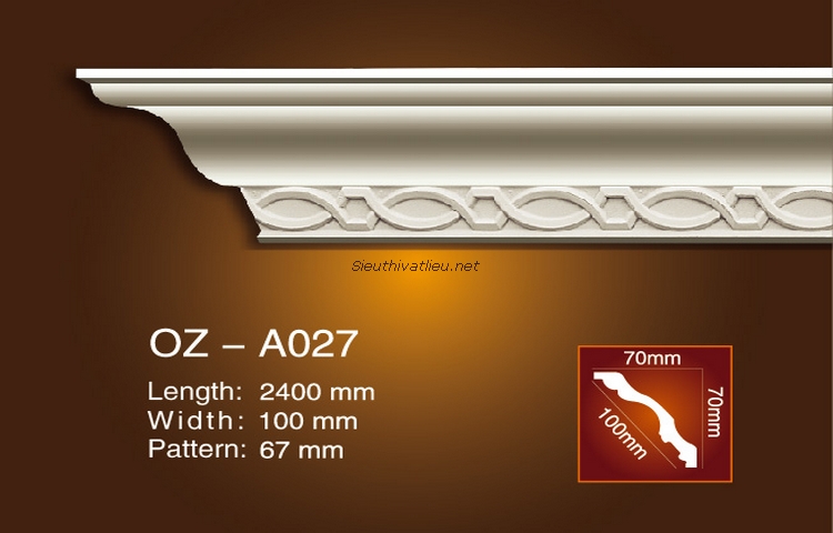 Phào cổ trần PU Prime OZ-A027 trắng hoa văn