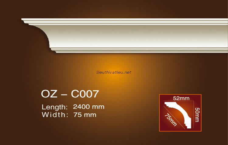 Phào cổ trần PU Prime OZ-C007 trắng trơn