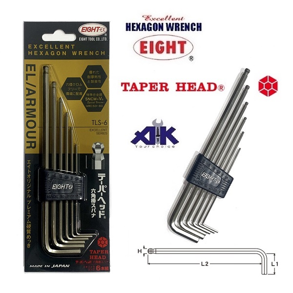 Bộ lục giác chìm EIGHT TLS-6 - Bộ lục giác 6 cỡ | Lục giác chìm Eight