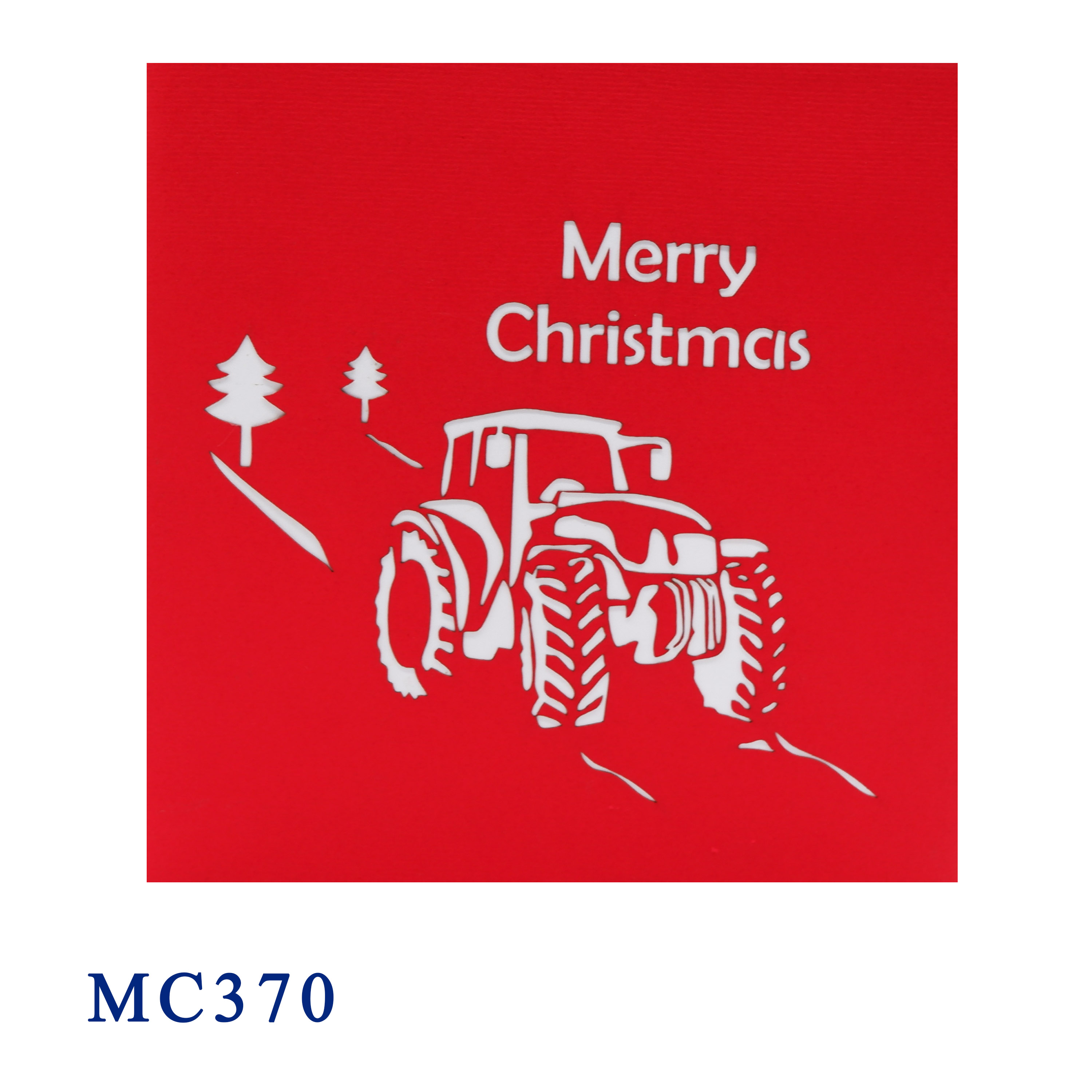 Santa Driving Tractor Pop Up Card