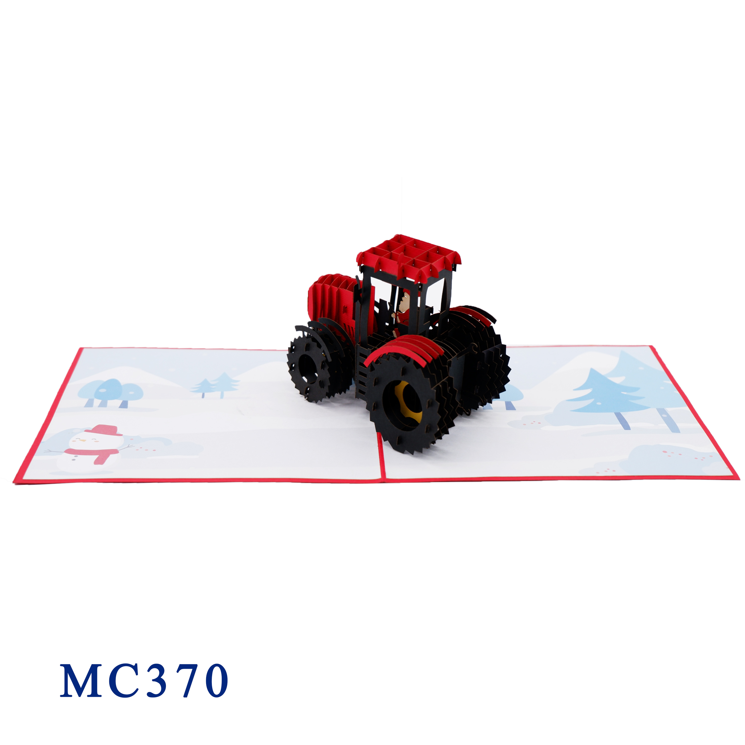 Santa Driving Tractor Pop Up Card