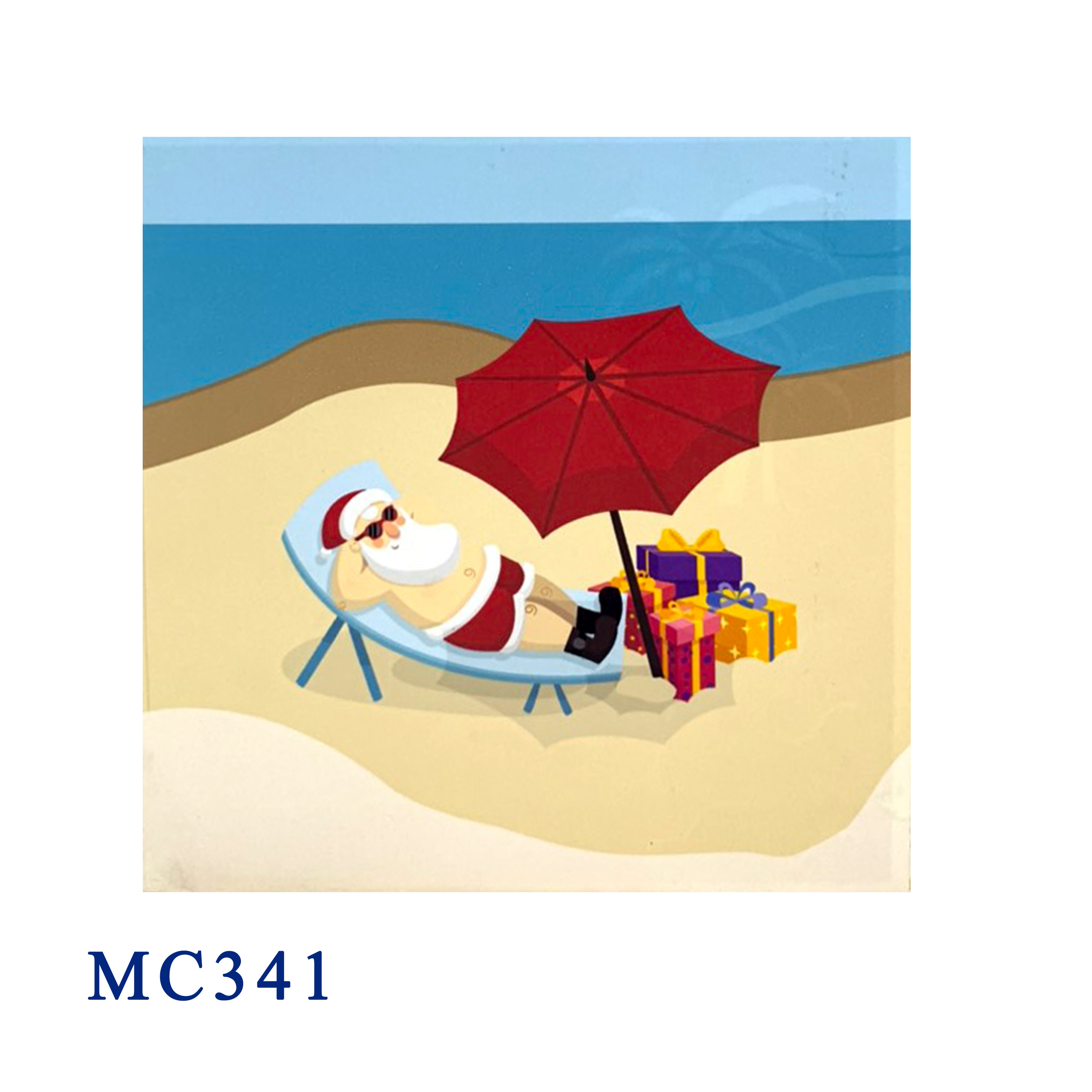 Santa On The Beach Pop Up Card