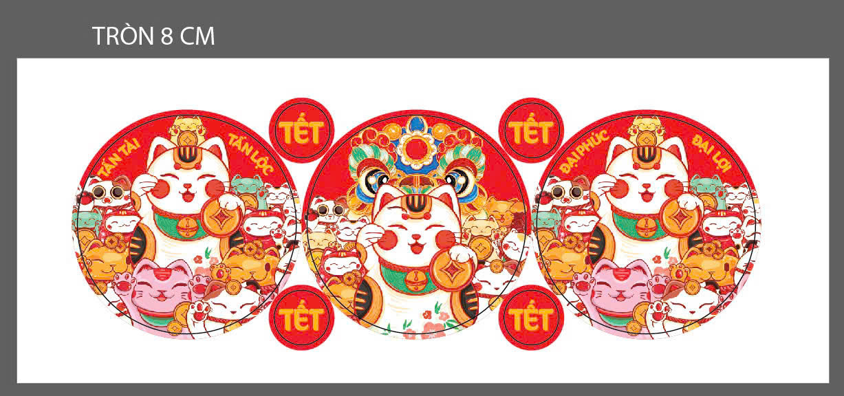 Tem Tết Nhãn Lớn Mèo - Hộp Tết