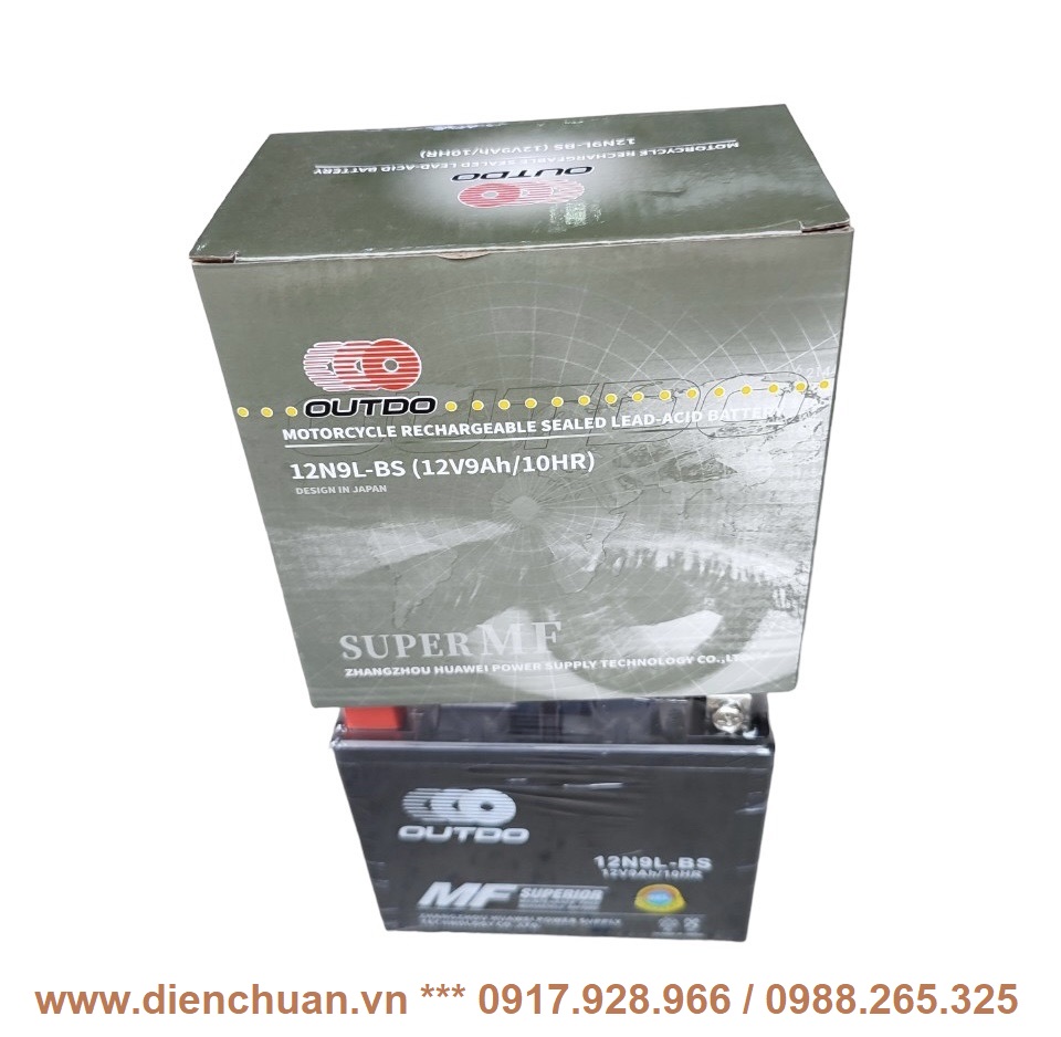 Ắc Quy xe máy Piaggio LX125 , FLY , Liberty 12V-9Ah OUTDO 12N9L-BS