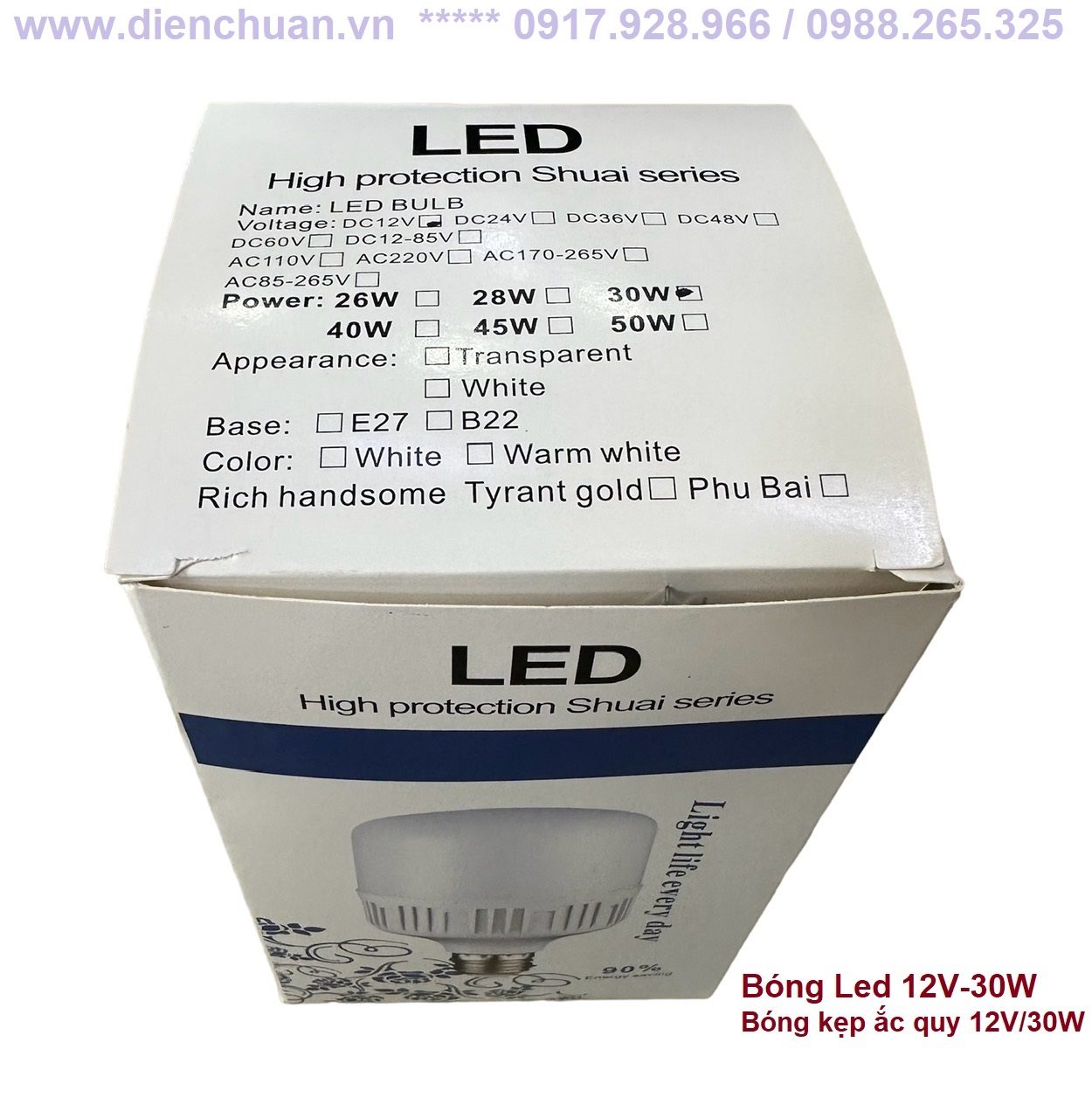 Bóng đèn Led 12V-30W / Bóng kẹp bình ắc quy 12V 30W