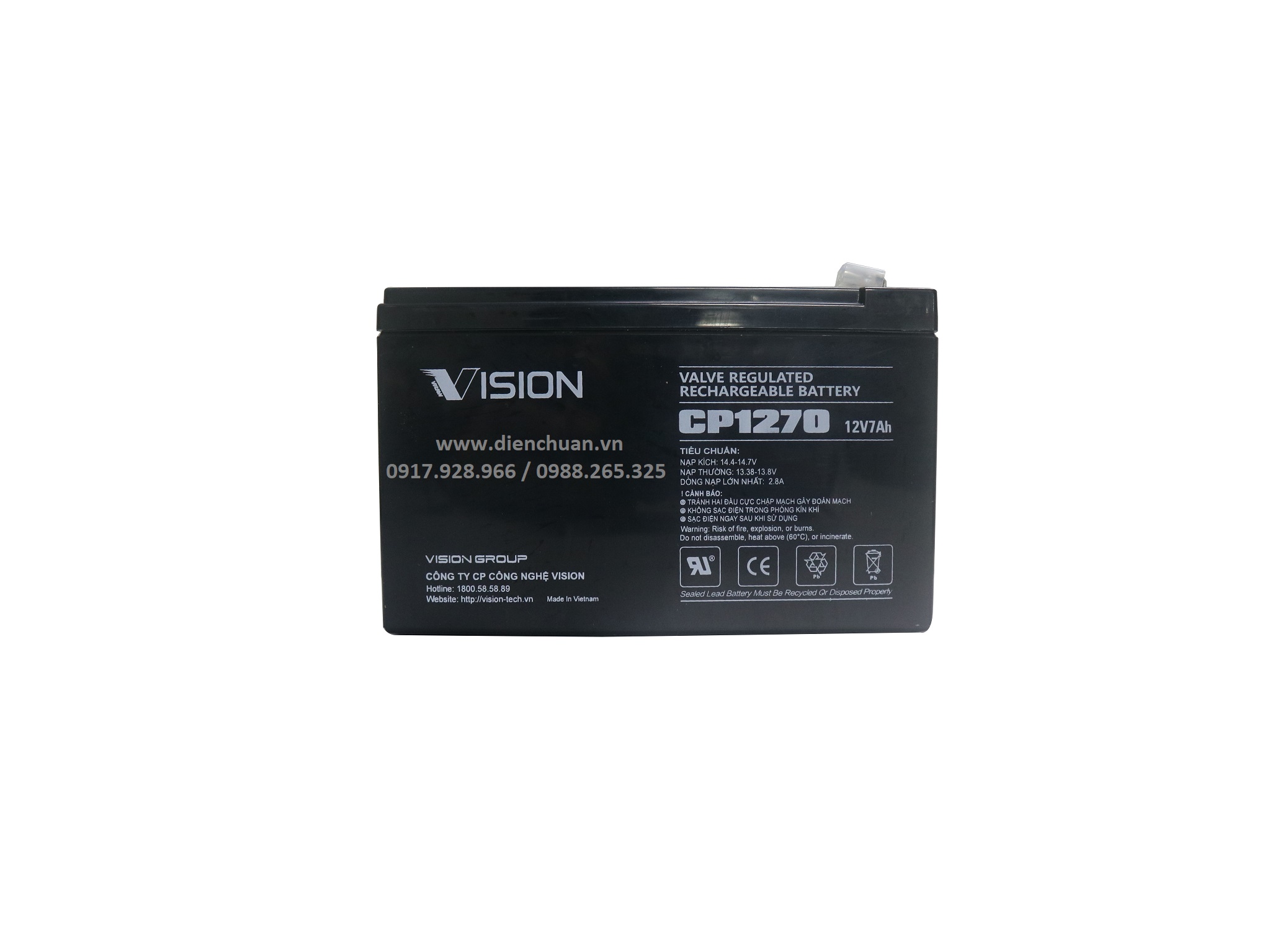 Ắc quy Vision 12V-7Ah CP1270